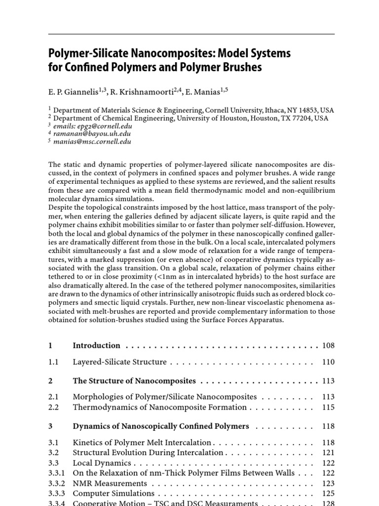 Polymer Silicate Nano Composites Model Systems | PDF