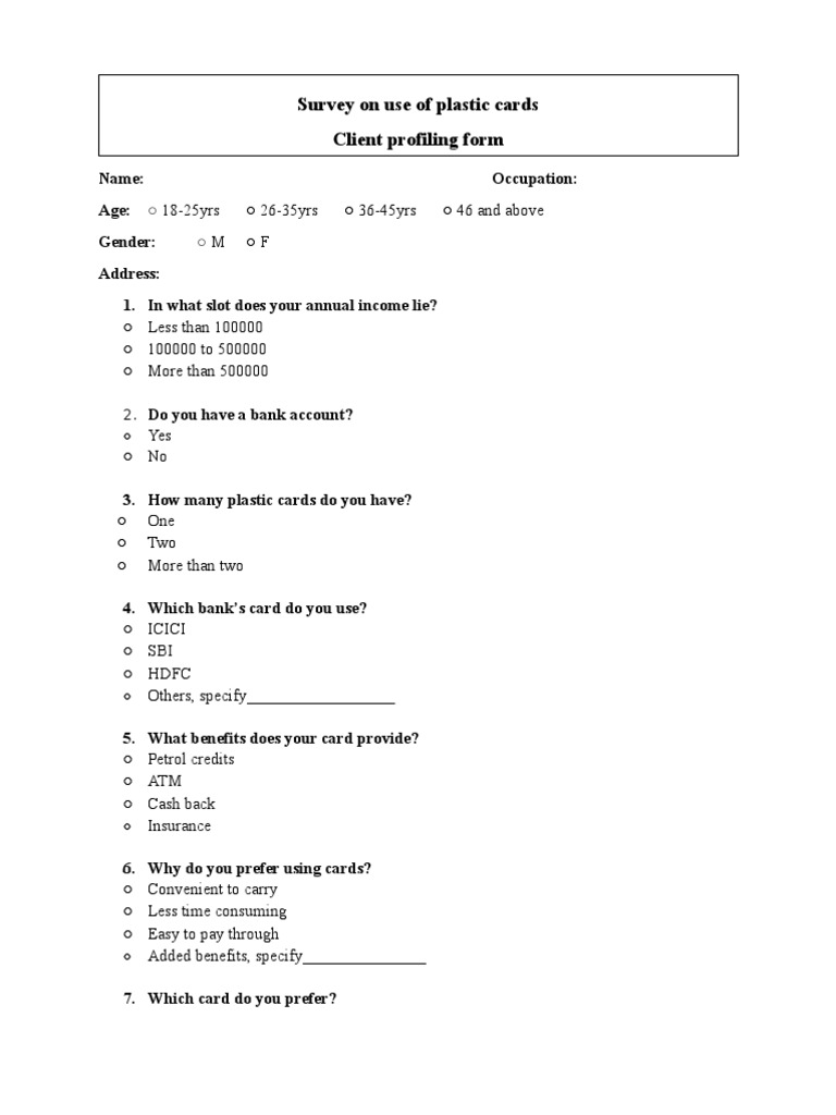 Survey On Use of Plastic Cards | PDF
