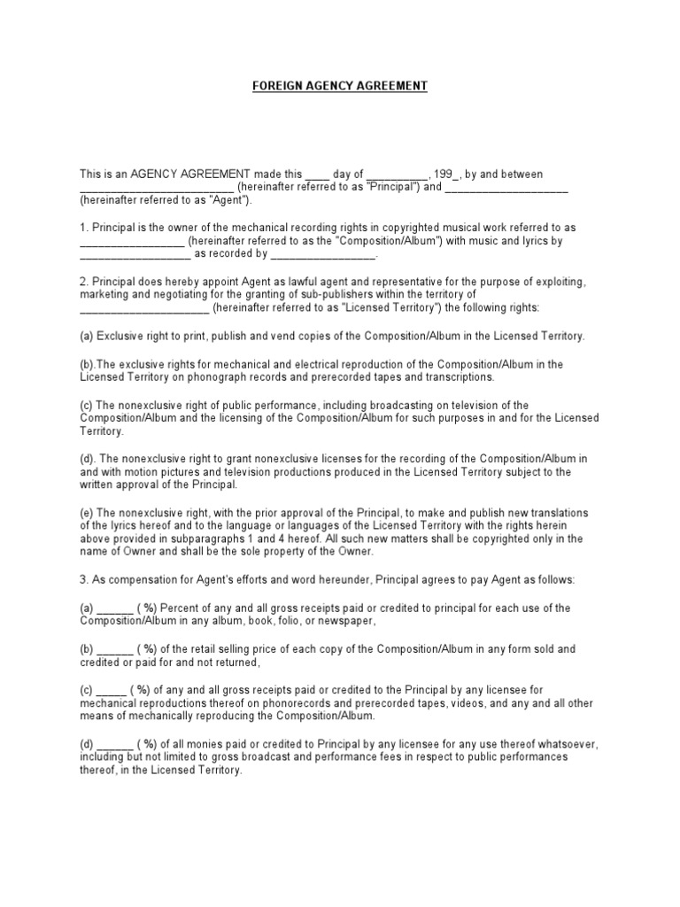 Agency Agreement | PDF | License | Copyright