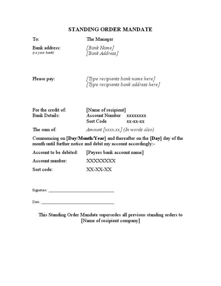 Standing Order Form | PDF