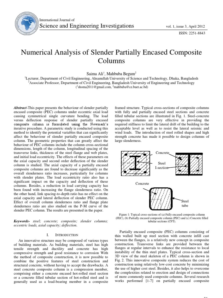 Numerical Analysis of Slender Partially Encased Composite Columns | PDF ...