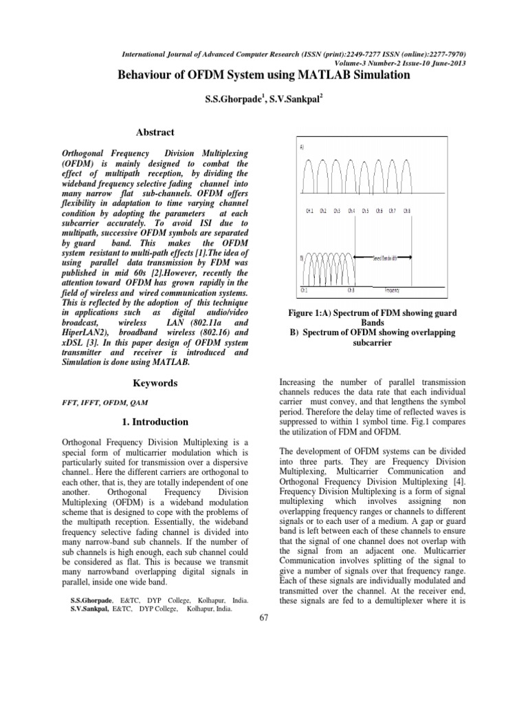 Behaviour of OFDM System Using MATLAB Simulation | PDF | Orthogonal ...