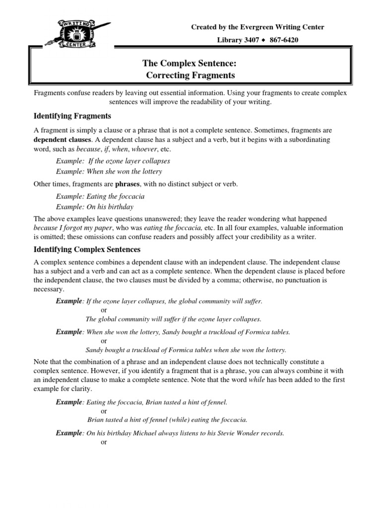 Mastering Complex Sentences and Fragments | PDF