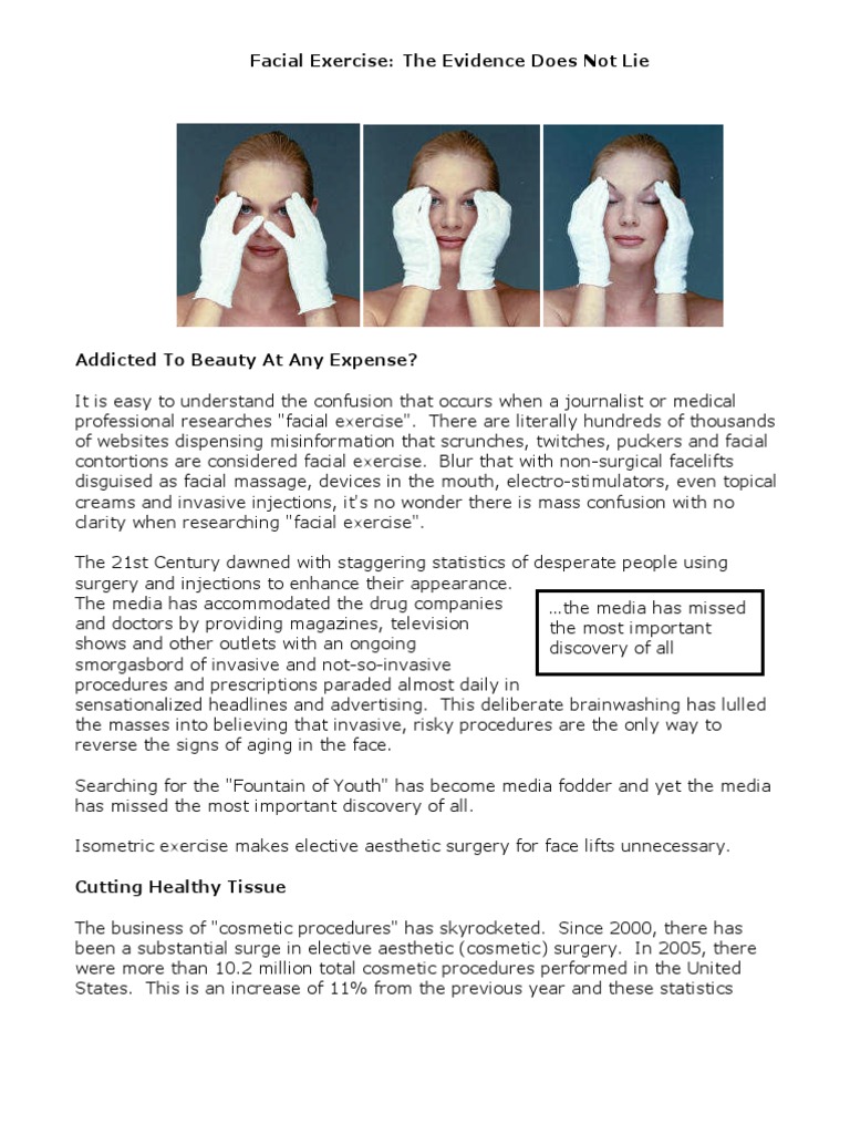 Facial Exercise Evidence Does Not Lie | PDF | Plastic Surgery | Surgery