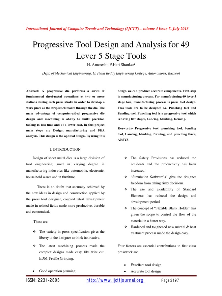 Progressive Tool Design for 5-Stage Die | PDF | Sheet Metal ...
