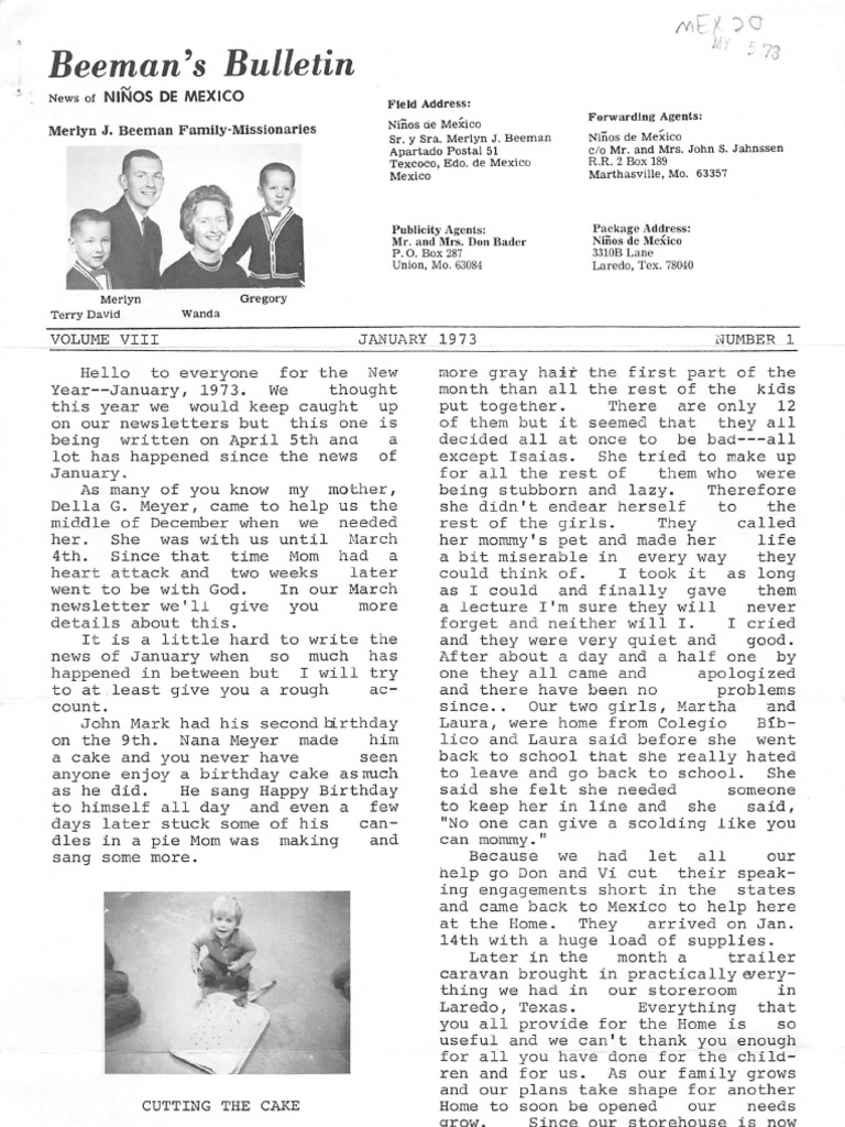 Beeman S Bulletin: Merlyn J. Beeman Family-Missionaries | PDF | Social ...