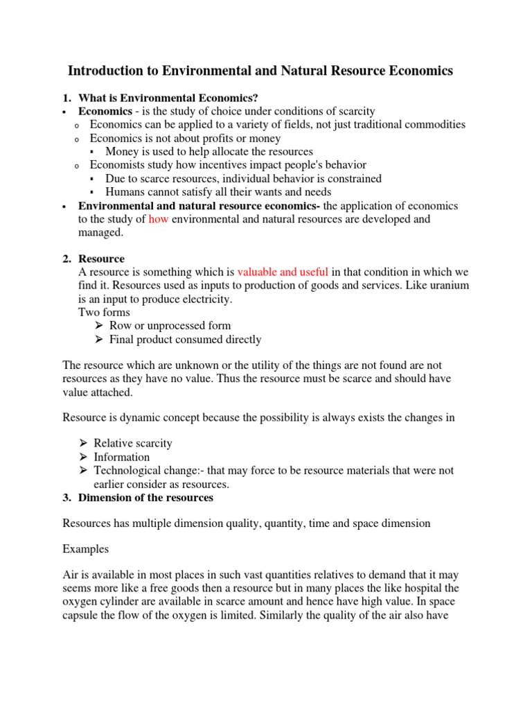 Introduction To Environmental and Natural Resource Economics | PDF ...