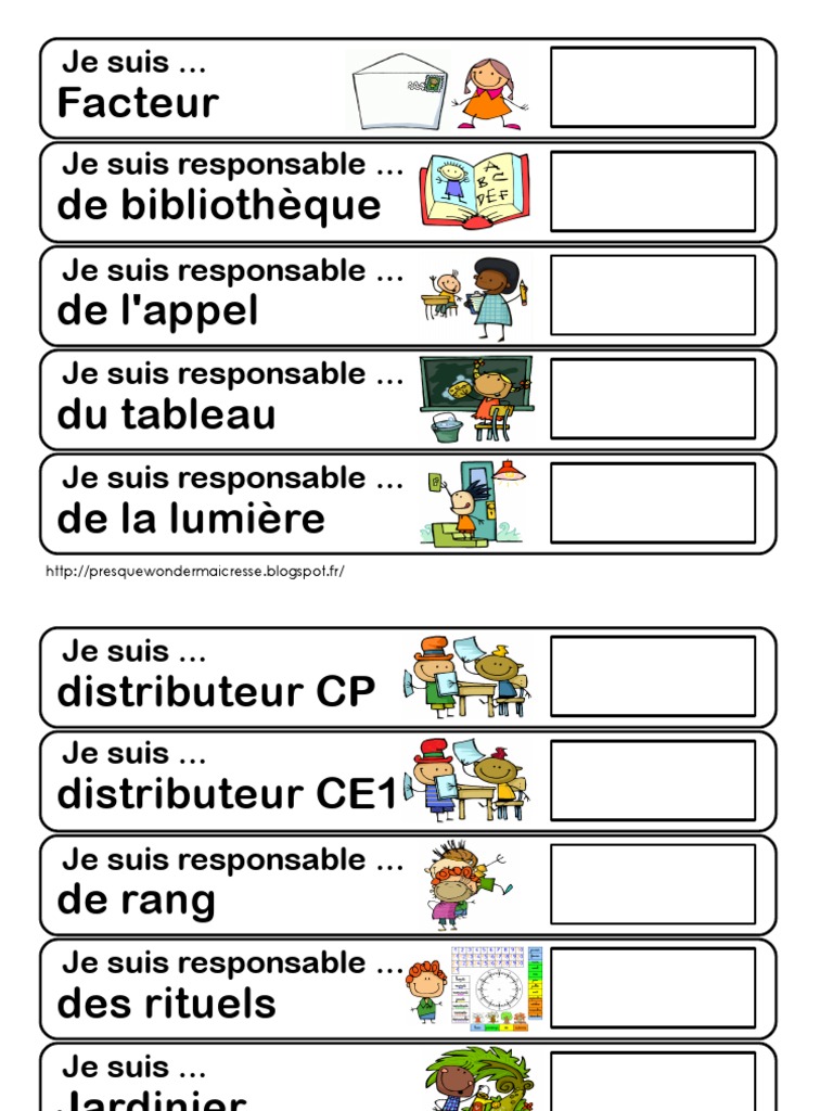Tableau des responsabilités en maternelle | PDF | Arts du langage et ...