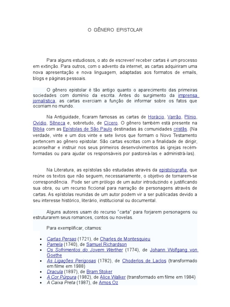 O Gênero Epistolar | PDF | Epístola