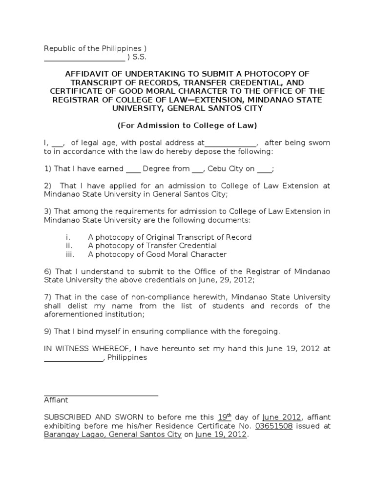 Affidavit of Undertaking.doc