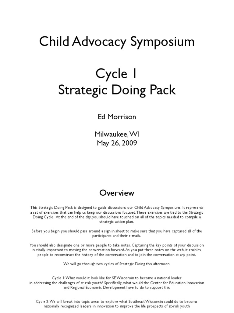 Child Advocacy Symposium Cycle 1 Strategic Doing Pack Ed | PDF ...