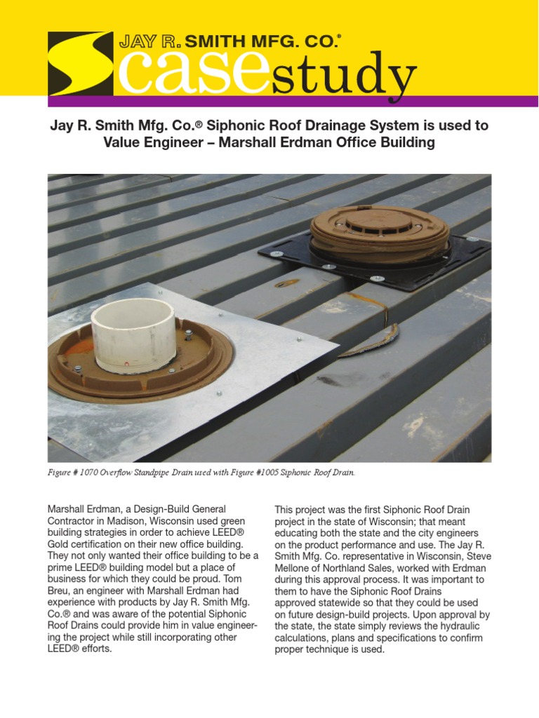Case Study Siphonic Roof Drains Marshall | PDF | Plumbing | Engineering