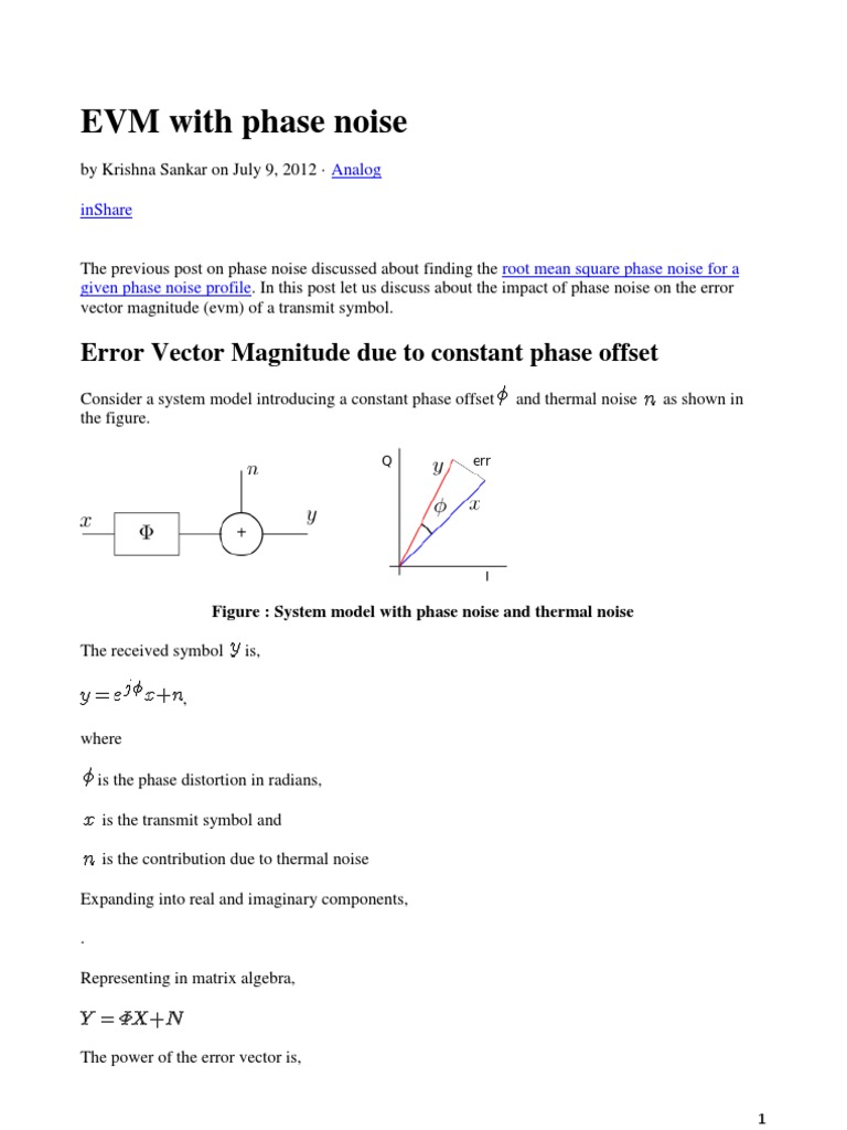 EVM With Phase Noise | PDF | Variance | Telecommunications Engineering