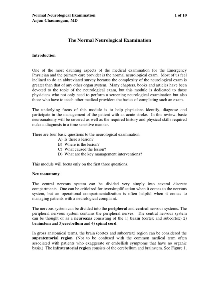 Understanding Normal Neurological Exams | PDF