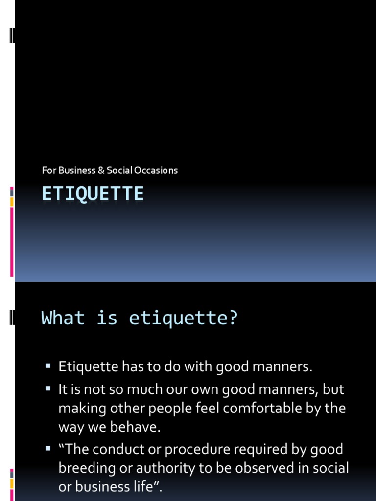 Corporate Business Etiquette | PDF | Tableware
