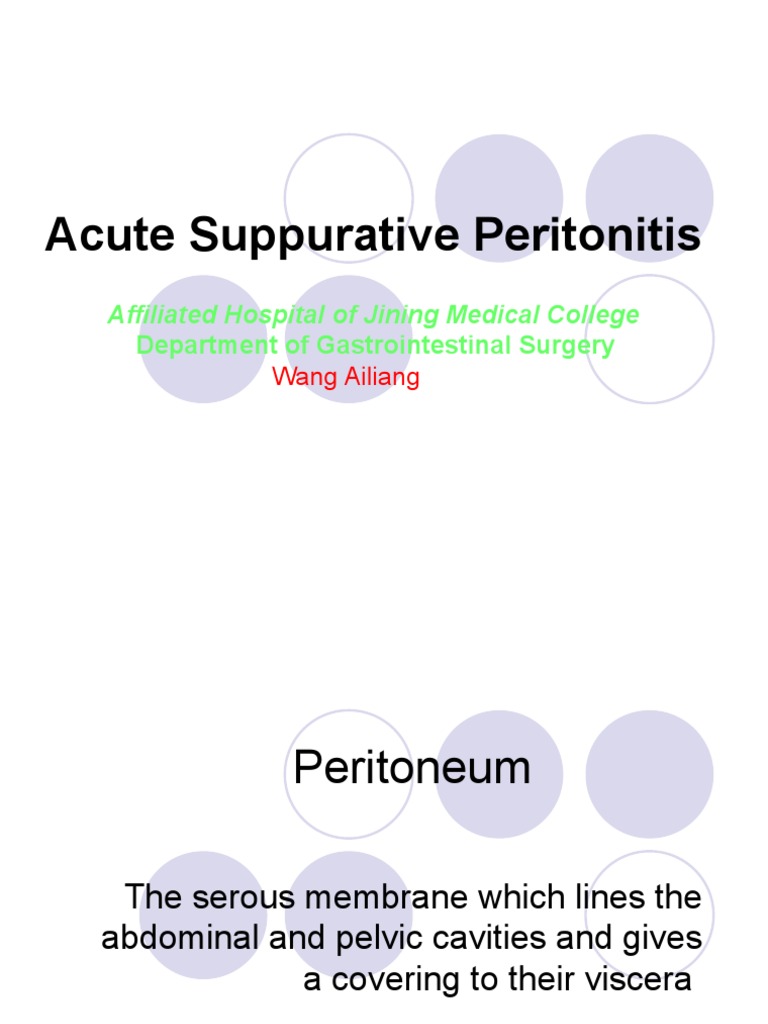 Acute Suppurative Peritonitis Guide | PDF | Peritoneum | Sepsis