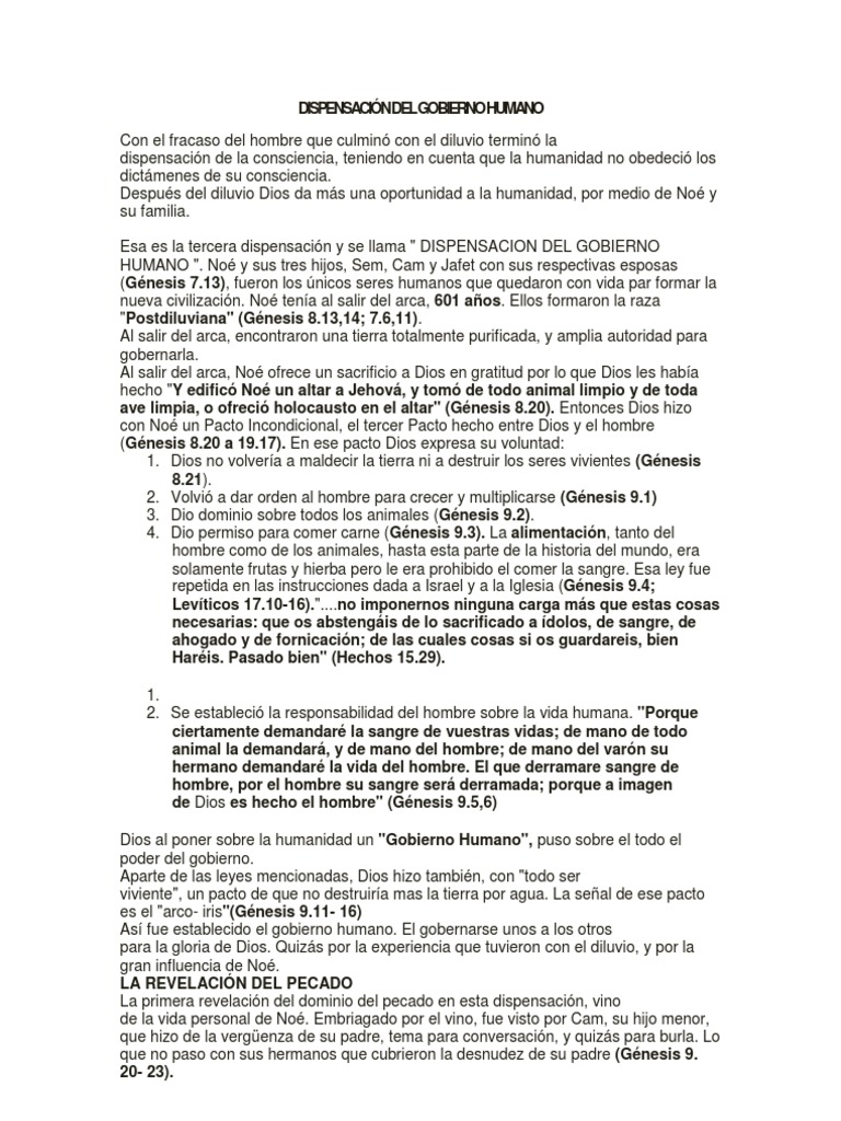 Dispensación del Gobierno Humano | PDF | Noé | Arca de Noé