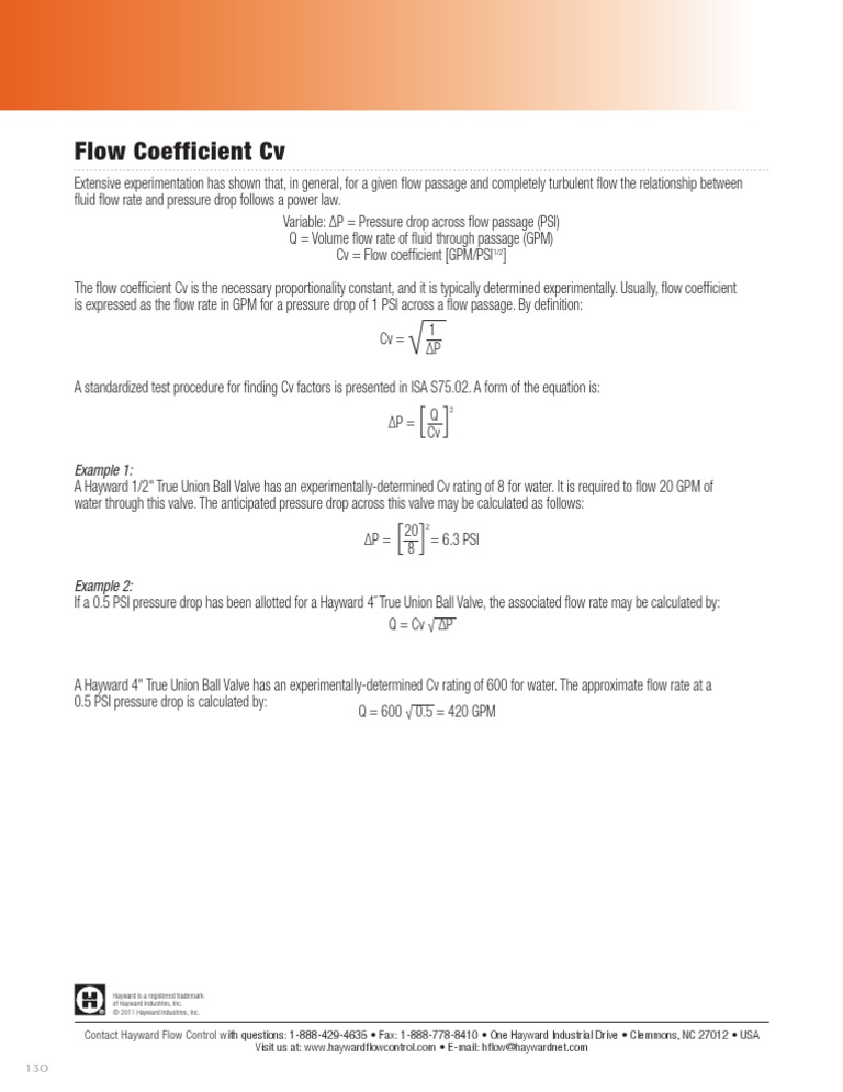 Flow Coefficient CV: Example 1 | PDF | Technology & Engineering