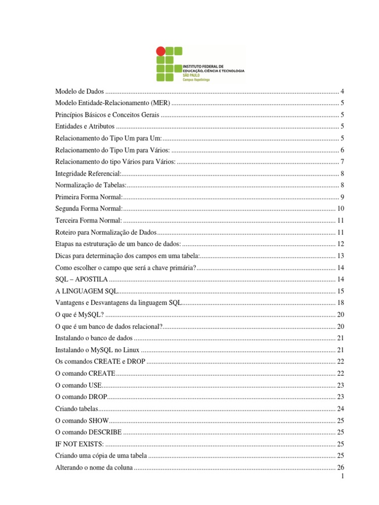 Apostila Banco de Dados | PDF | SQL | Tabela (banco de dados)