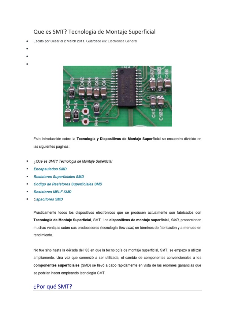 Que es SMT y smd | Resistor | Placa de circuito impreso