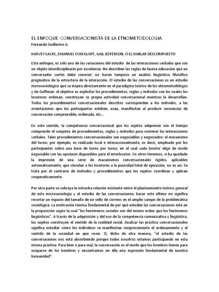 Harvey Sacks | PDF | Lingüística | Teoría