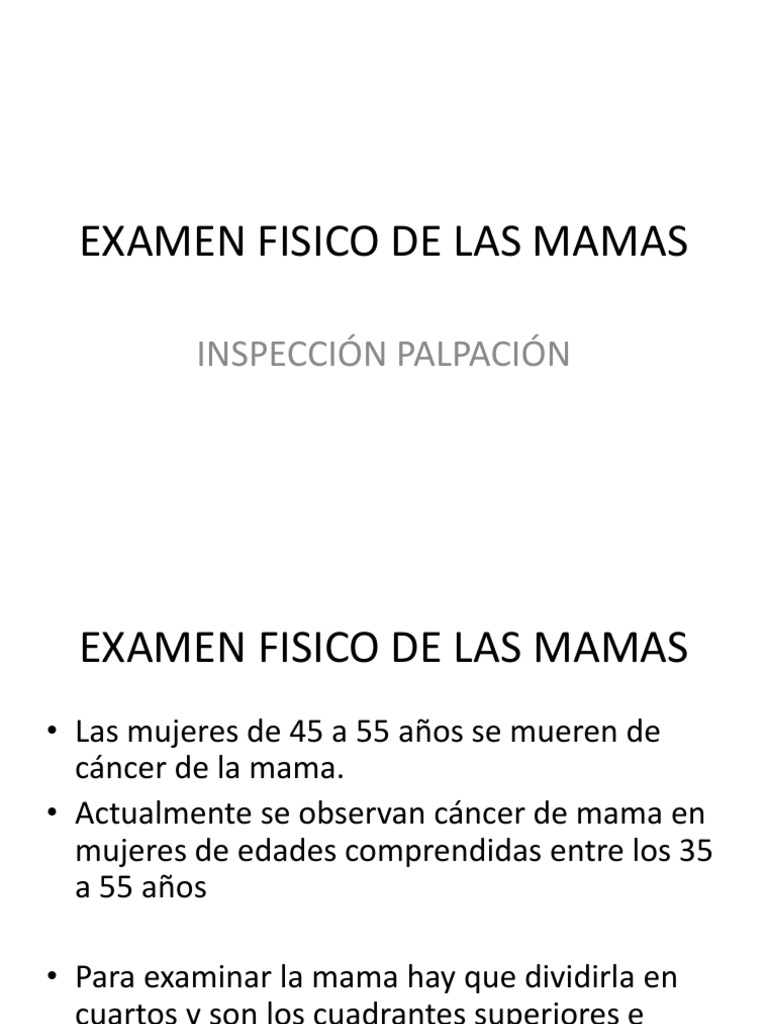 Examen Fisico de Las Mamas | PDF | Pecho | Cáncer de mama