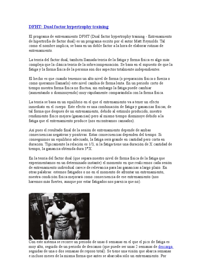 DFHT - Entrenamiento de Hipertrofia de Factor Dual | PDF | Fatiga ...