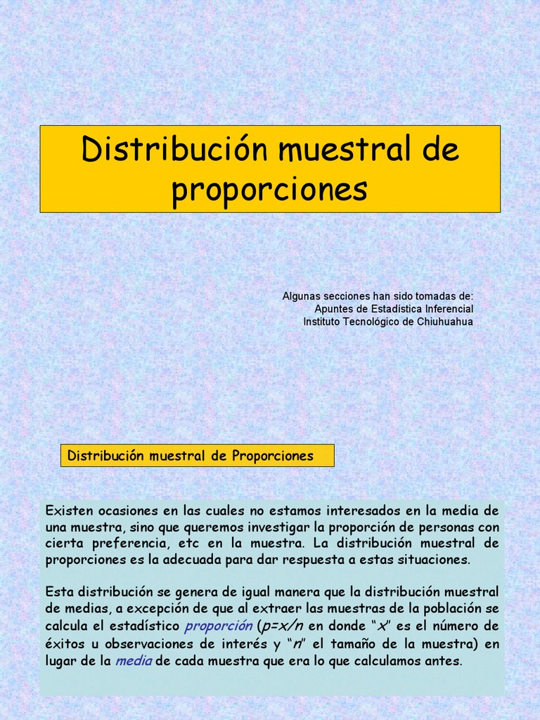 Distribucion Muestral de La Proporcion | PDF | Muestreo (Estadísticas) | Desviación Estándar