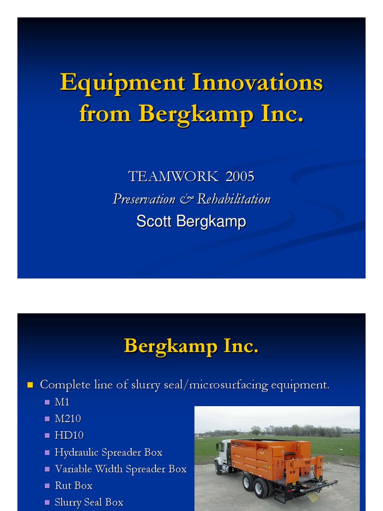 Bergkamp Slurry Seal Equipment Innovations | PDF | Mechanical ...