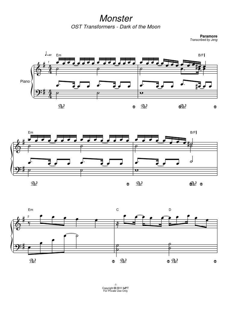 Monster: OST Transformers - Dark of The Moon | PDF