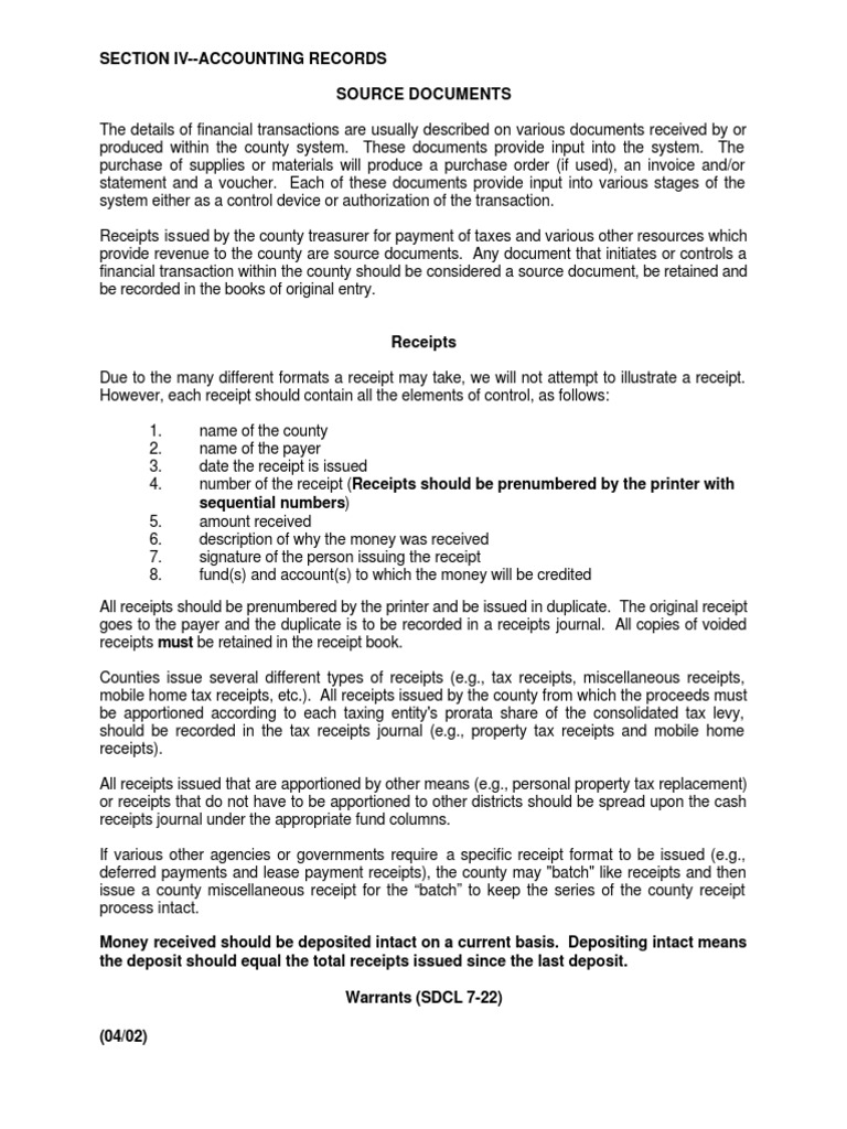 Accounting for County Financial Transactions: Source Documents ...