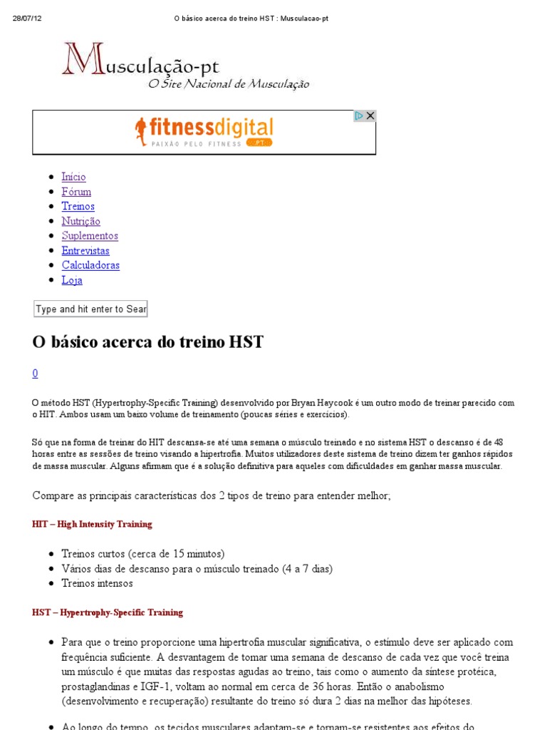 O Básico Acerca Do Treino HST - Musculacao-Pt PDF | PDF | Músculo ...