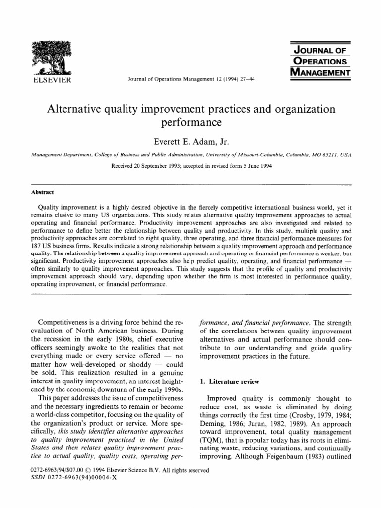 Quality Improvement and Performance Analysis | PDF | Factor Analysis ...