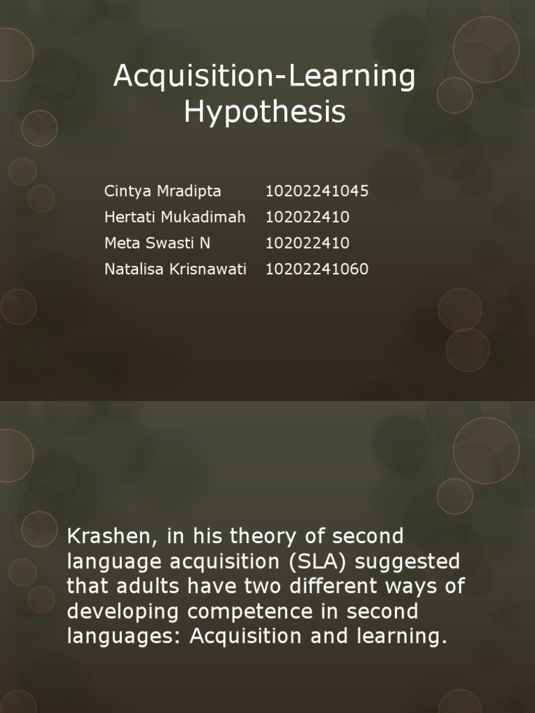 Second Language Acquisition vs. Learning | PDF