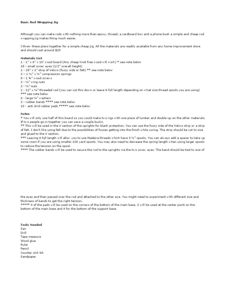Basic Rod Wrapping Jig | PDF | Fishing Rod | Blade