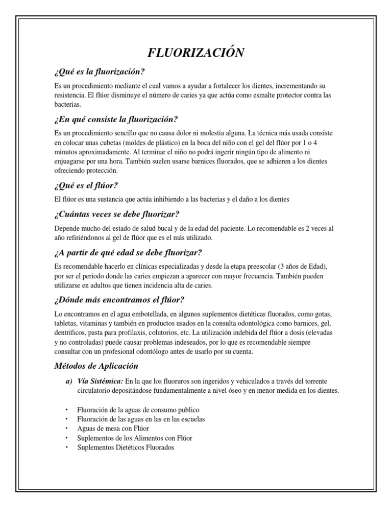 FLUORIZACIÓN | PDF | Flúor | Diente humano