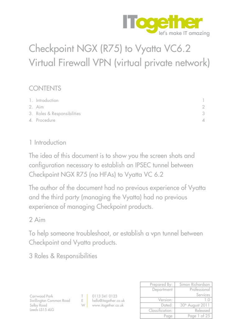 Vyatta To Checkpoint VPN Howto Guide | PDF | Virtual Private Network | Port (Computer Networking)