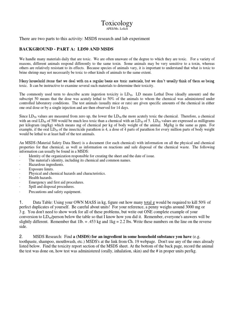 Understanding LD50 in Toxicology | PDF | Environmental Science | Toxicology