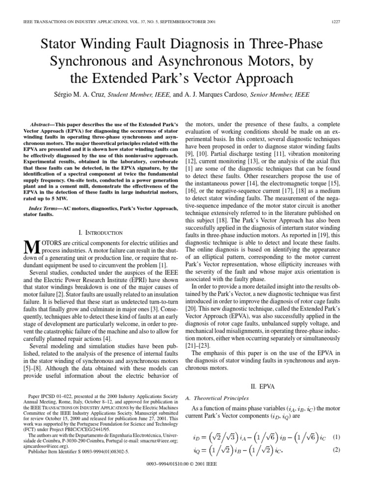 Stator Winding Fault Diagnosis in Three-Phase | PDF | Inductor ...
