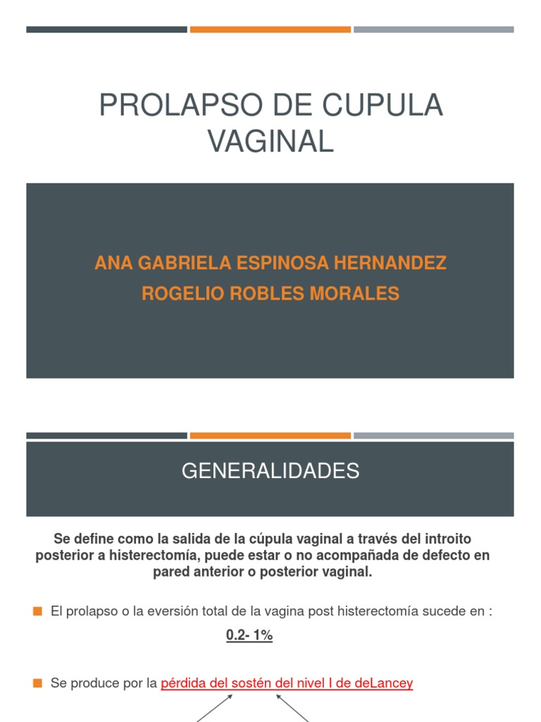 Quirúrgico del prolapso de cúpula vaginal: Colpopexia sacroespinosa ...