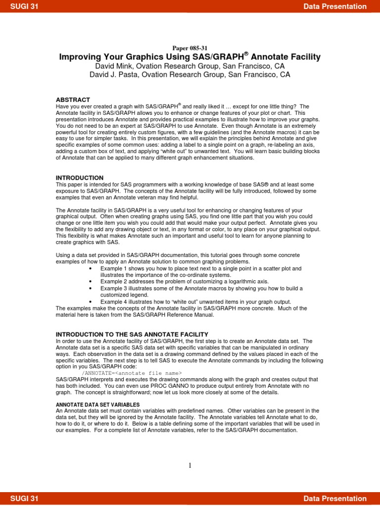 Improving Your Graphics Using SAS/GRAPH® Annotate Facility | PDF | Sas ...
