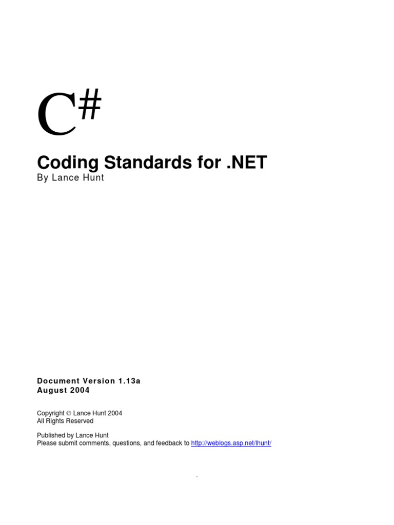 Csharp Coding Standards Pdf C Sharp Programming Language Method