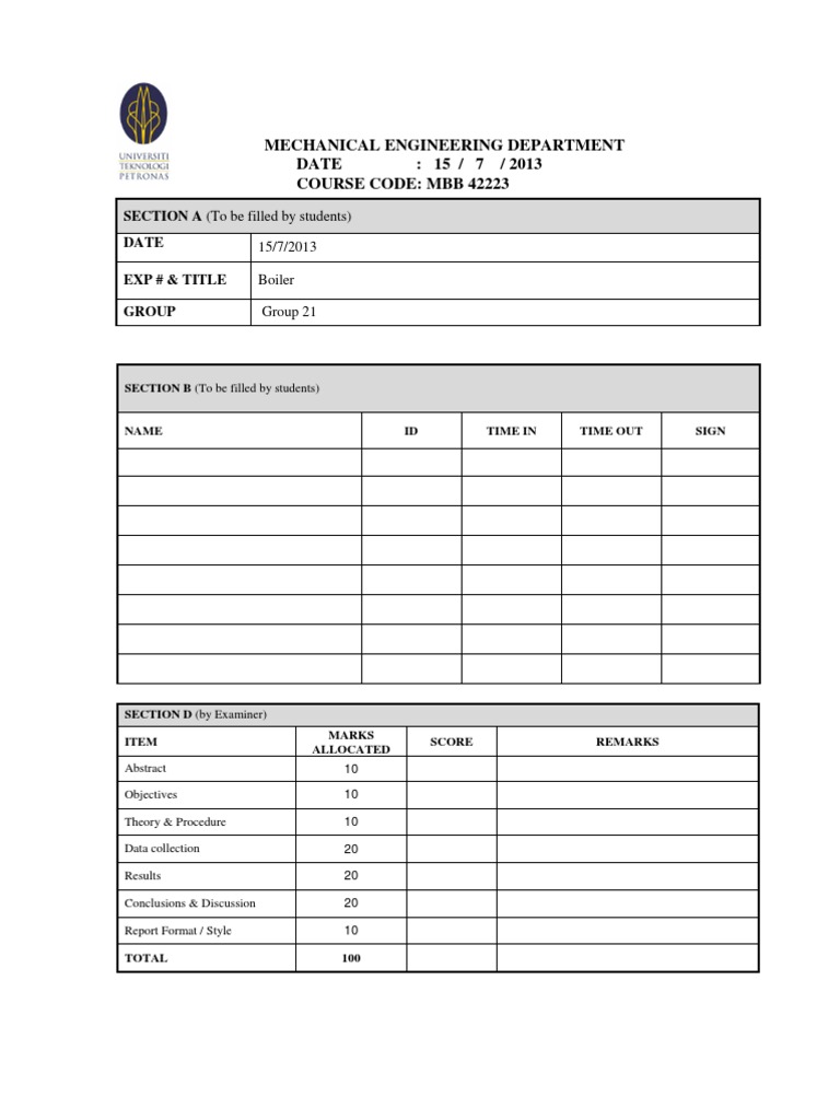 Boiler Experiment Report | PDF | Steam Engine | Steam