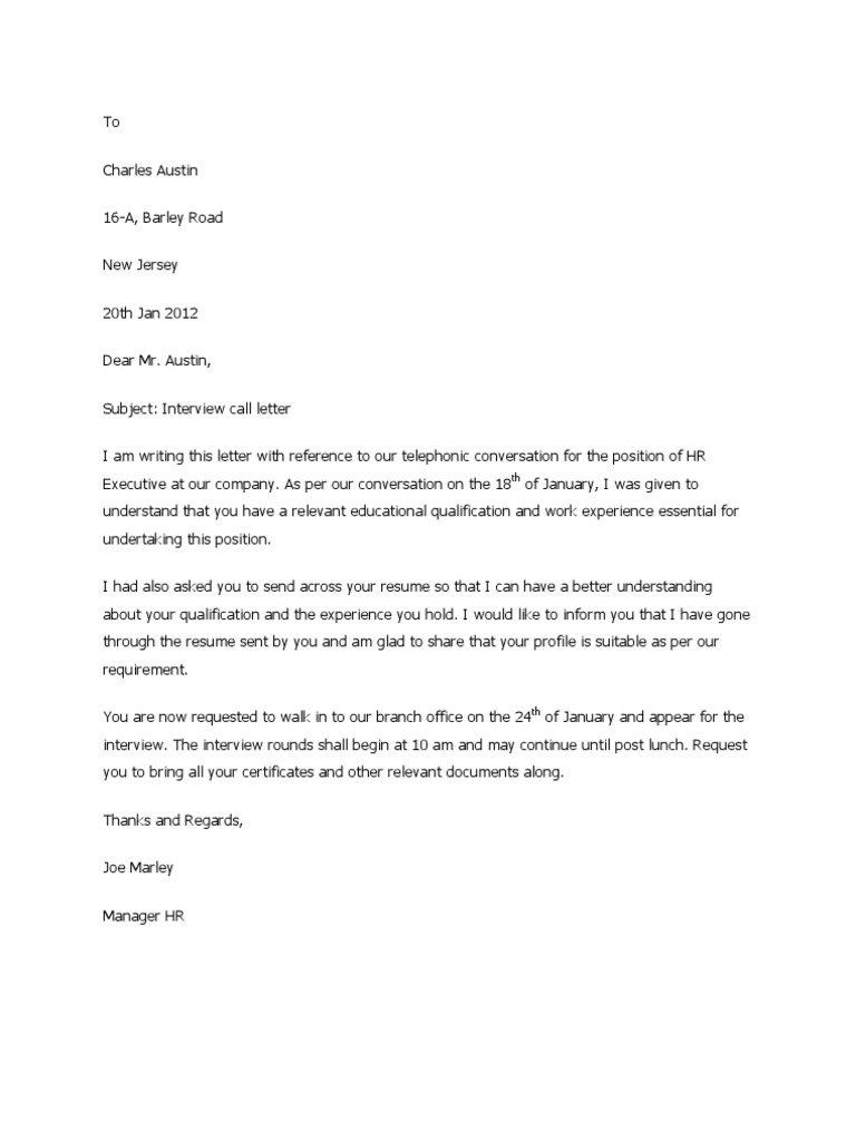 Interview Letter | PDF | Career & Growth | Self-Improvement