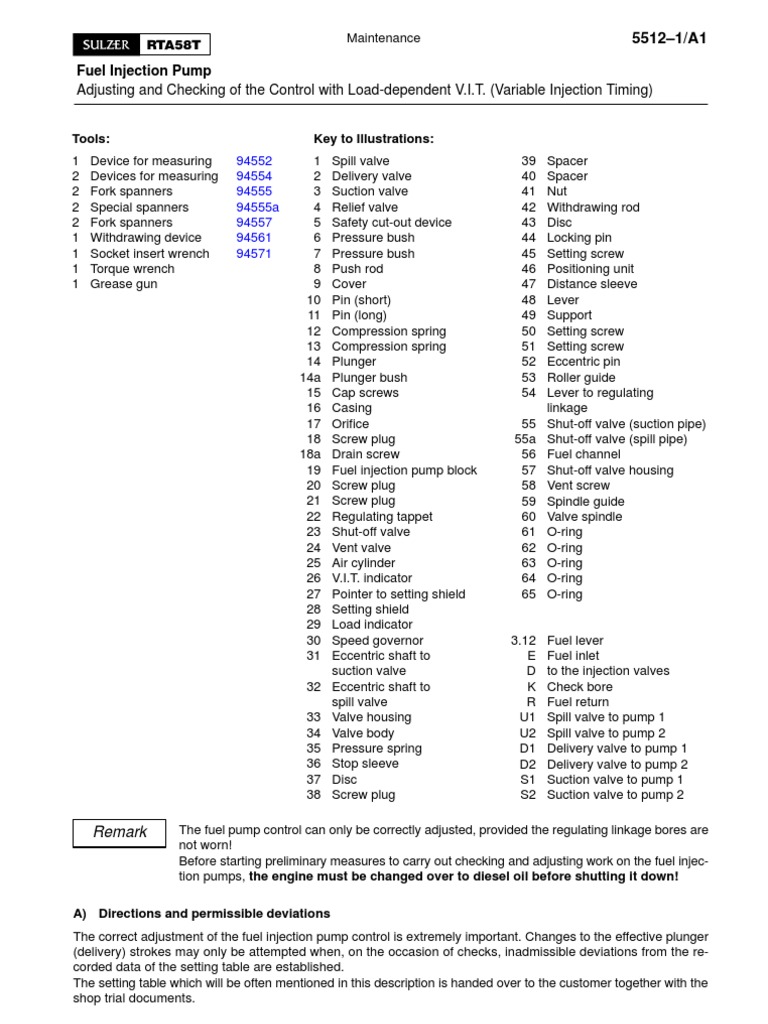 Wartsila Fuel Pump - Maintenance | PDF | Valve | Diesel Engine