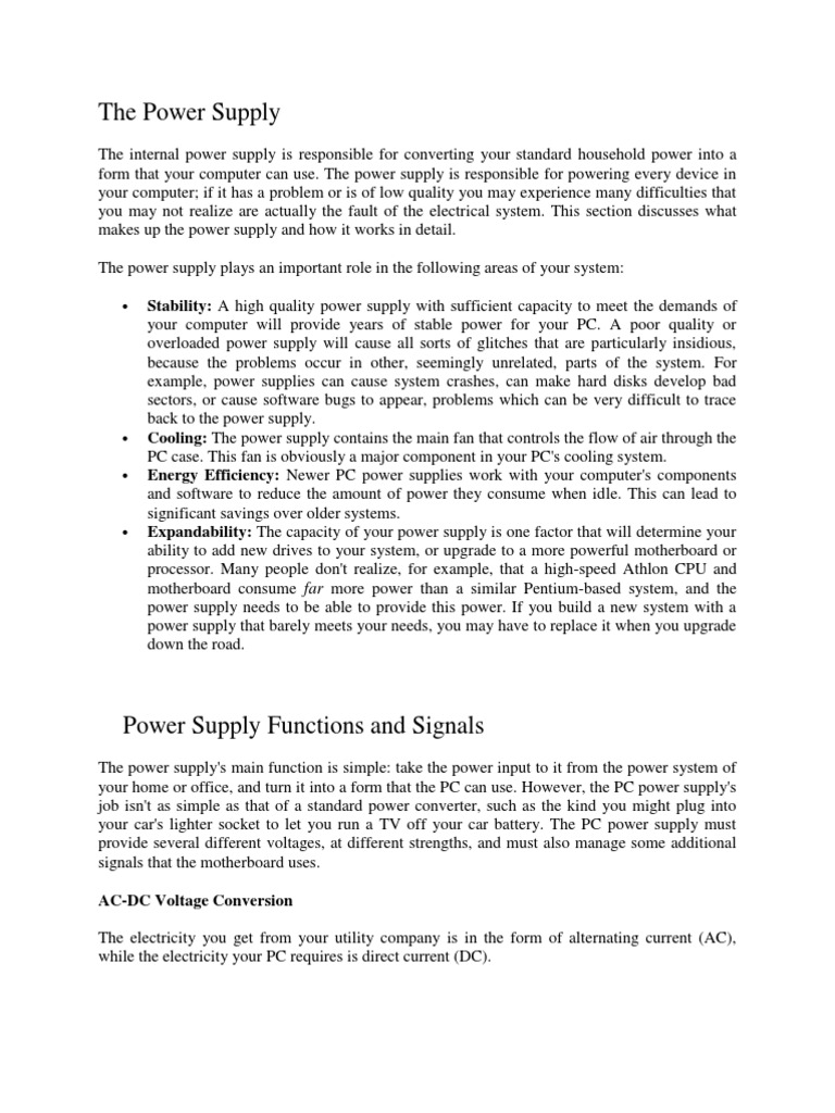The Power Supply | PDF | Power Supply | Direct Current