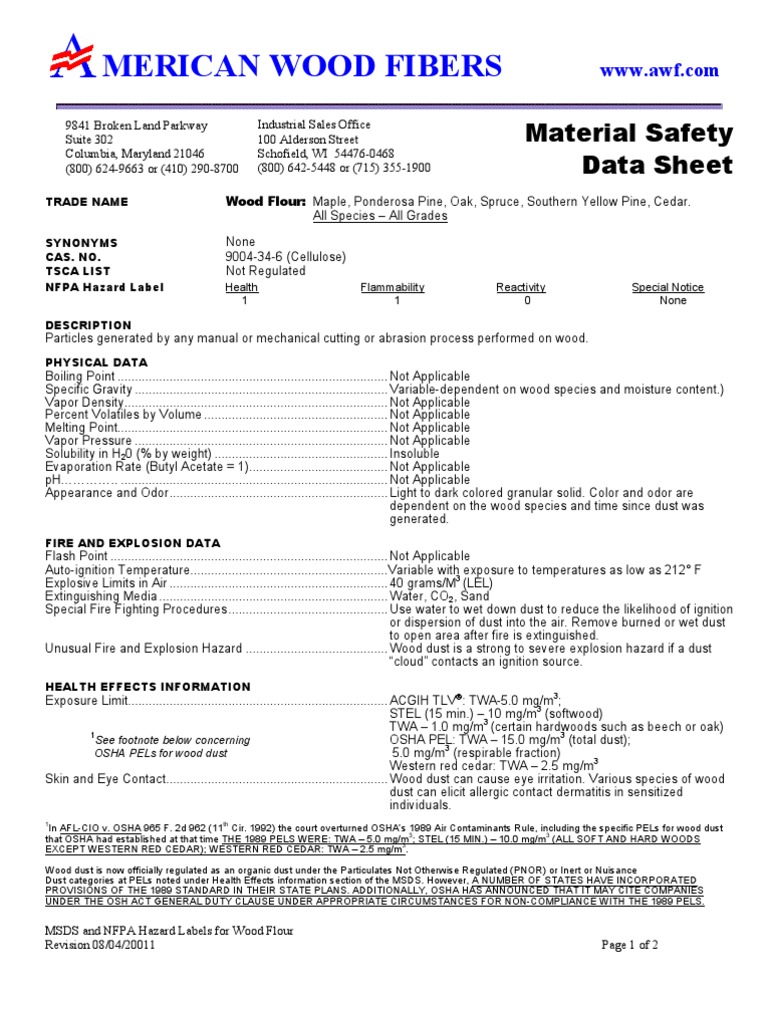 Wood Flour Msds | Download Free PDF | Dust | Ventilation (Architecture)