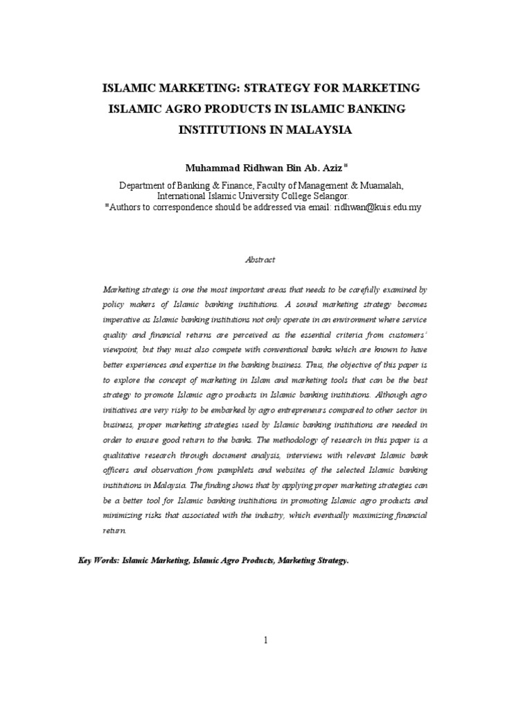 Islamic Marketing: Strategy For Marketing Islamic Agro Products in ...