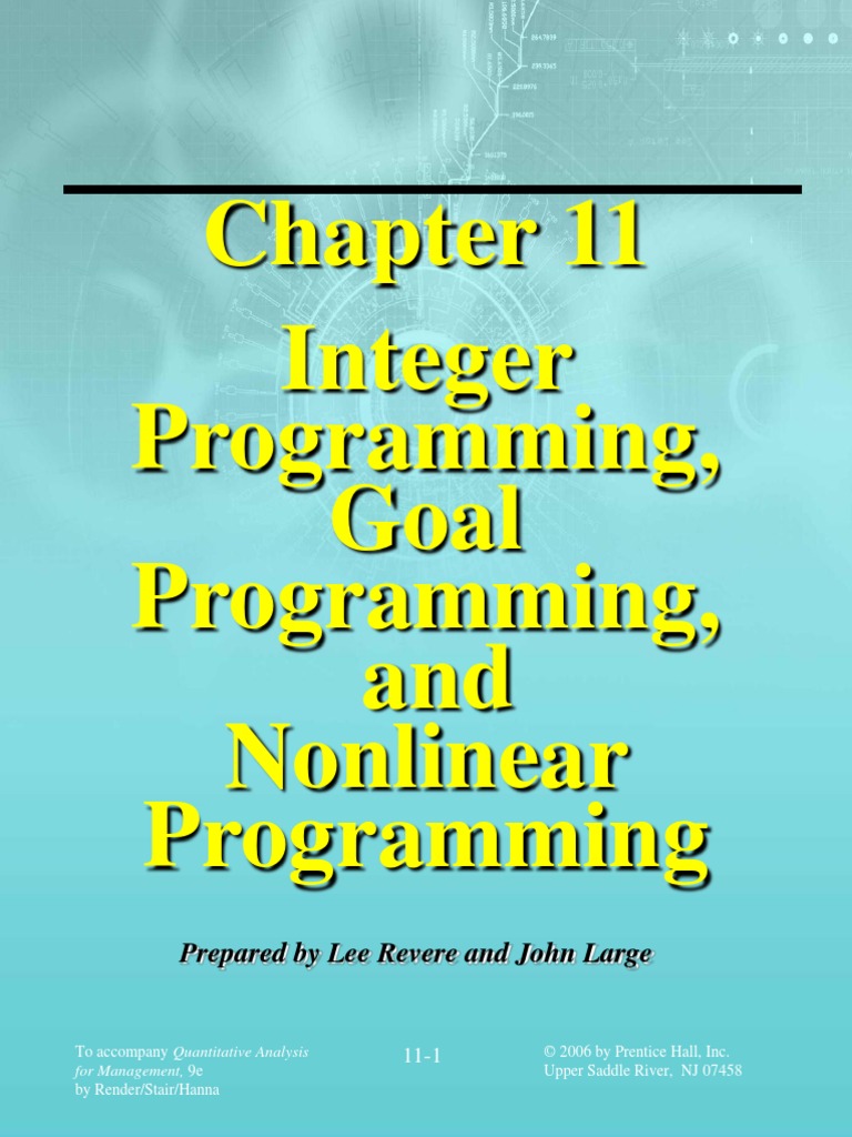 Ch11integer Goal Programming Pdf Nonlinear Programming Linear Programming