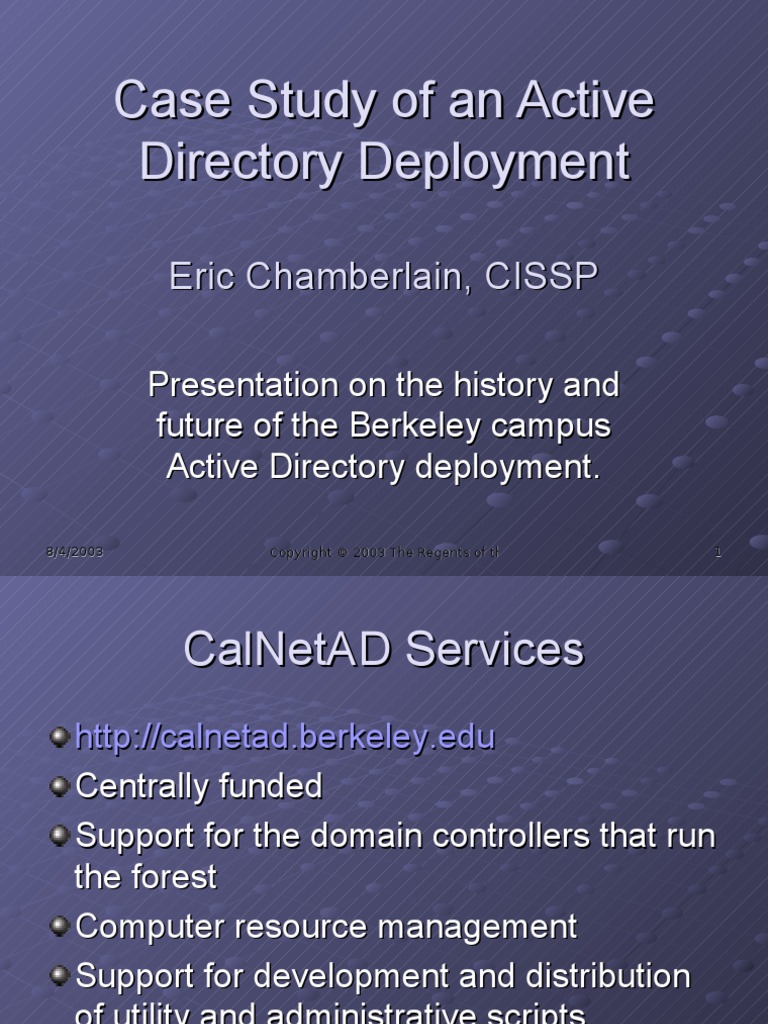 Case Study of An Active Directory Deployment | PDF | Active Directory ...